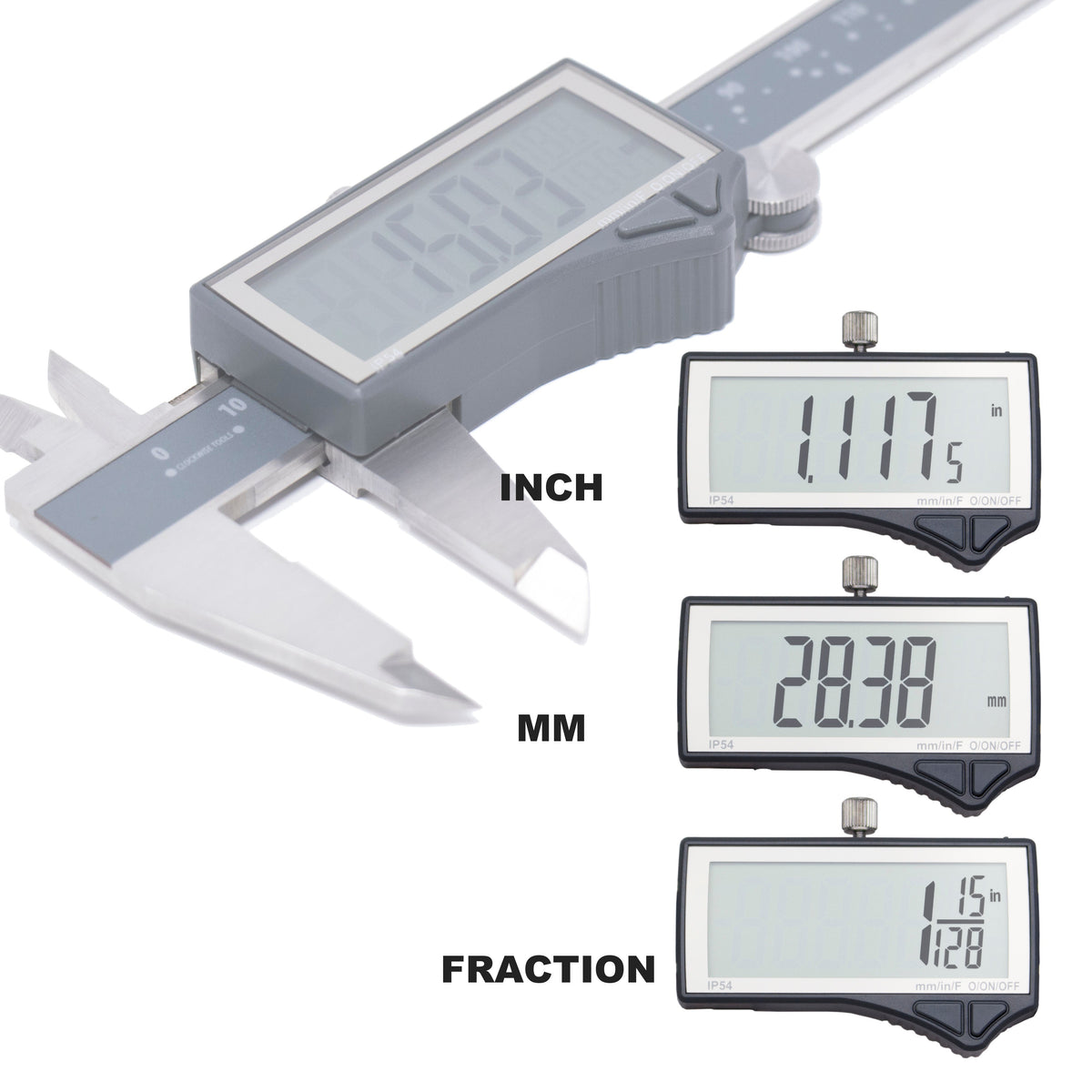 Clockwise Tools DCLR-0605 IP54 RS232 Digital Caliper 6 inch 50pcs (CHI